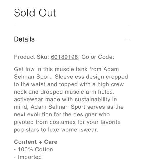 Adam Selman | Tops | Nwt Adam Selman Sport Cropped Lowside Muscle Tank ...